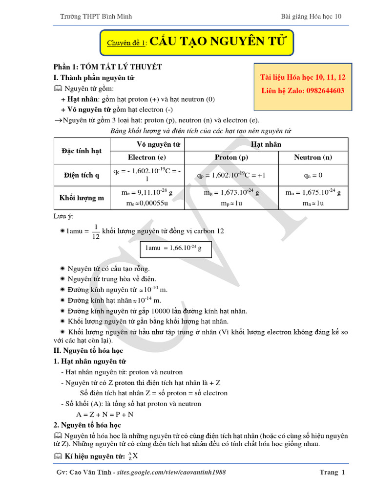 Hoa Hoc 1ocau Tao Nguyen Tu | PDF