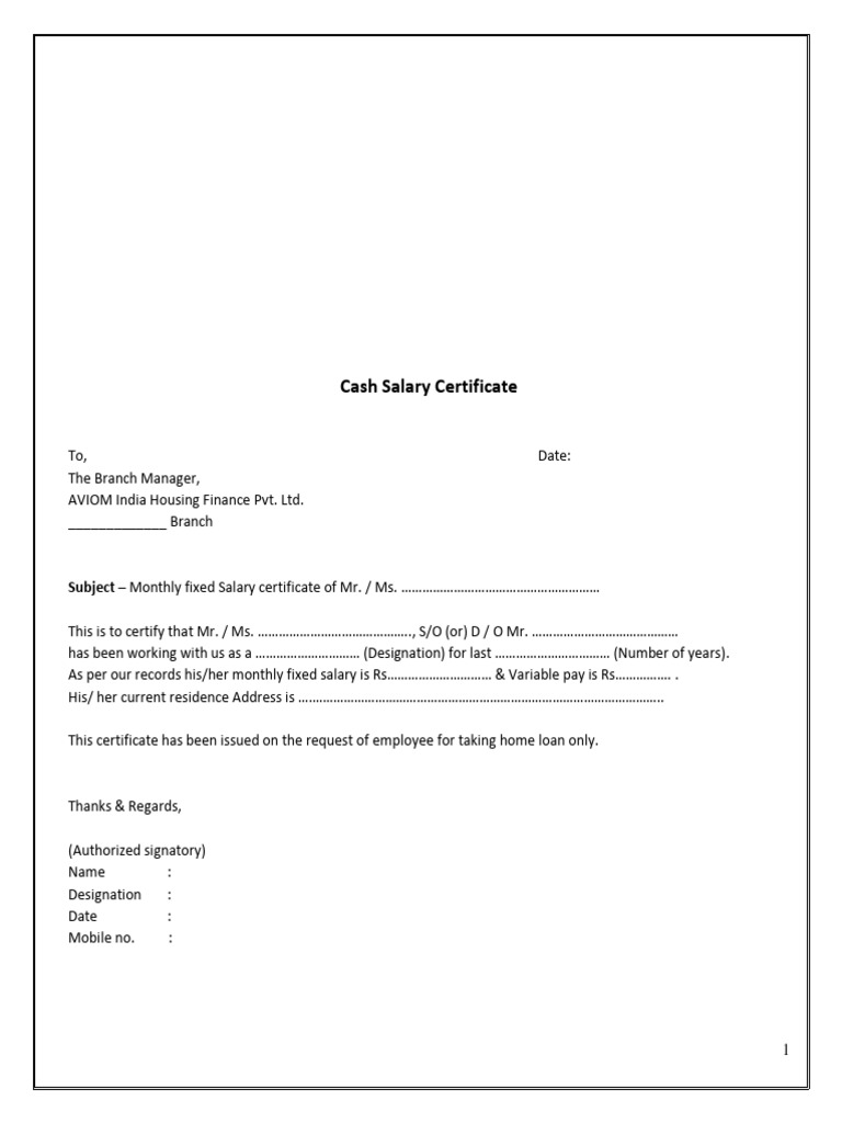 Cash Salary Certificate | PDF | Law