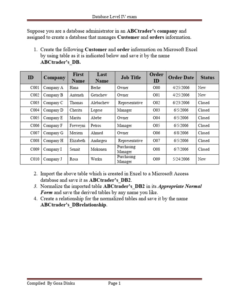 Database Administration Level IV Practical Exam 5 | PDF | Databases ...