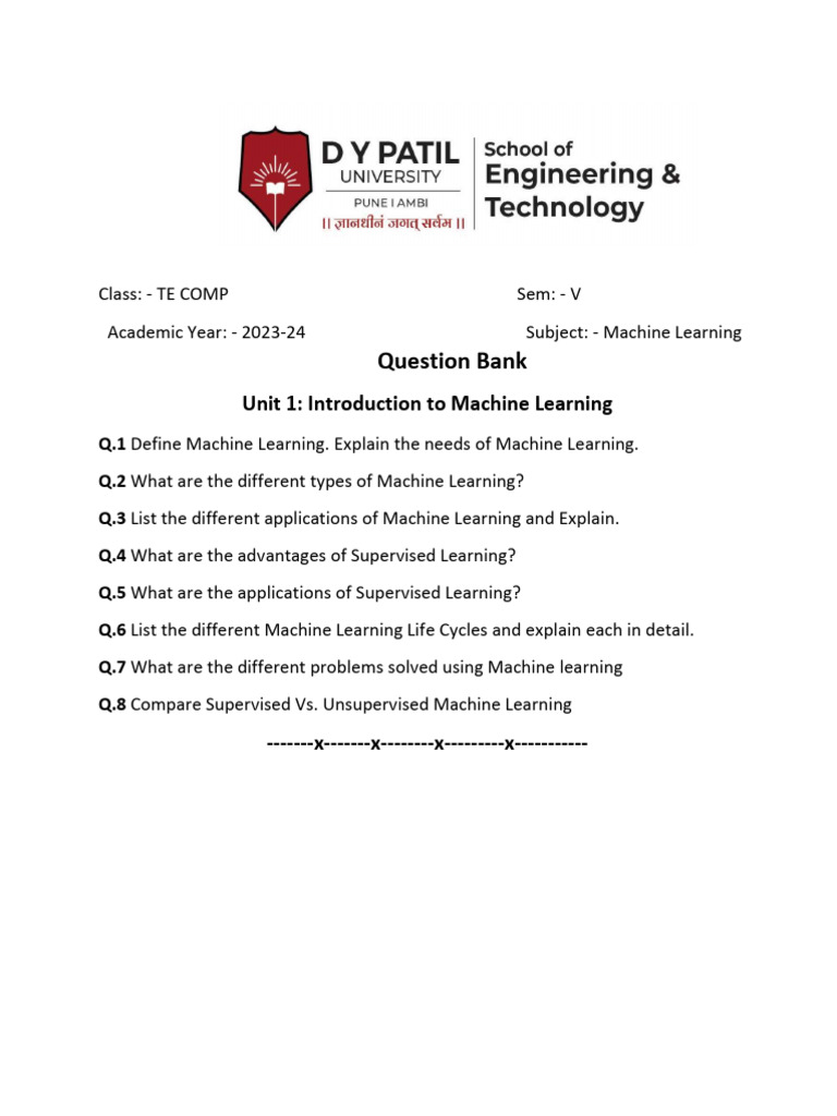 ML Question Bank | PDF | Machine Learning | Receiver Operating Characteristic