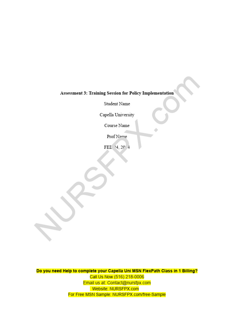 NHS FPX 6004 Assessment 3 Training Session For Policy Implementation ...