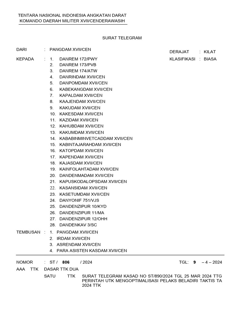 ST Penekanan Kajas TTG Bela Diri Taktis BLN Mar 2024 | PDF