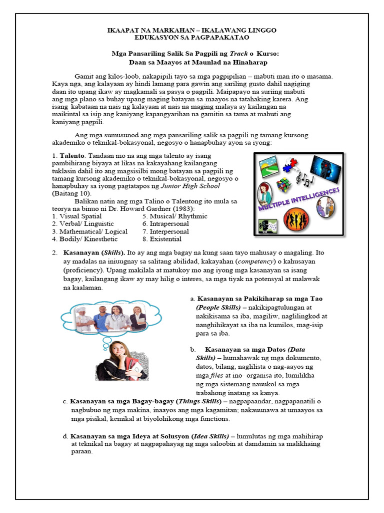 Week 2 - EsP Lesson - Grade 9 | PDF