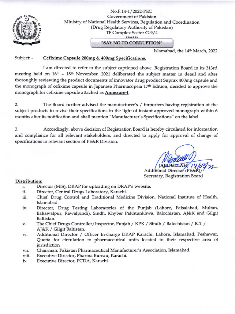 Cefixime Capsule Specifications Document | PDF | Chromatography | Ph