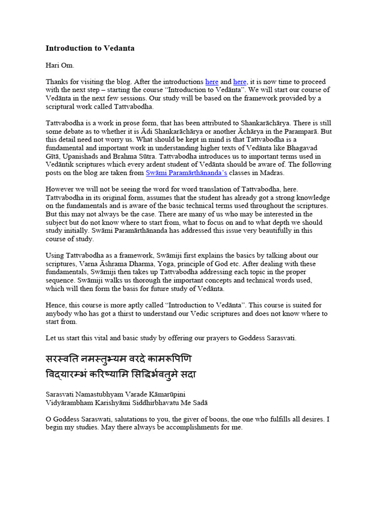 001introduction To Vedanta | PDF | Vedanta | Bhagavad Gita