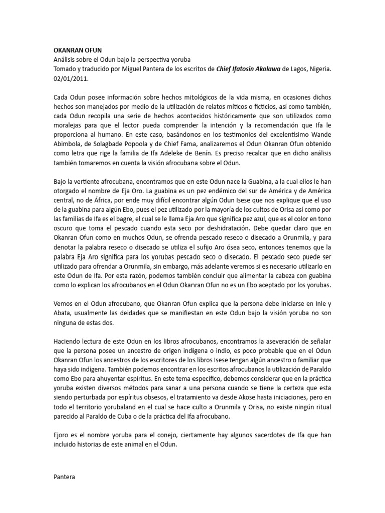 Okanran Ofun | PDF | Religión y espiritualidad