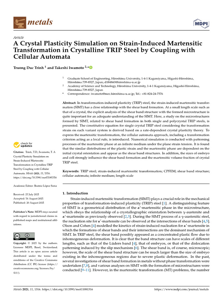A Crystal Plasticity Simulation on Strain-Induced Martensitic ...