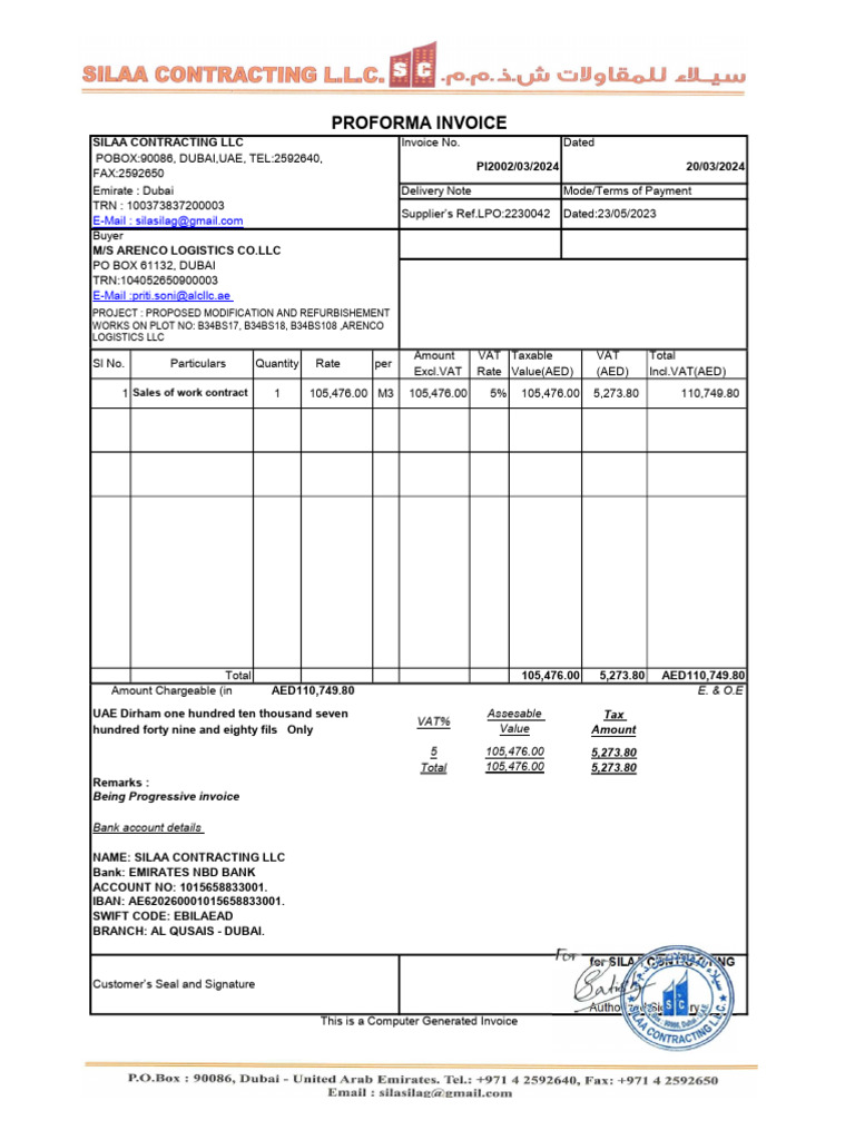 02 Proforma Invoice | PDF | Employment | Insurance