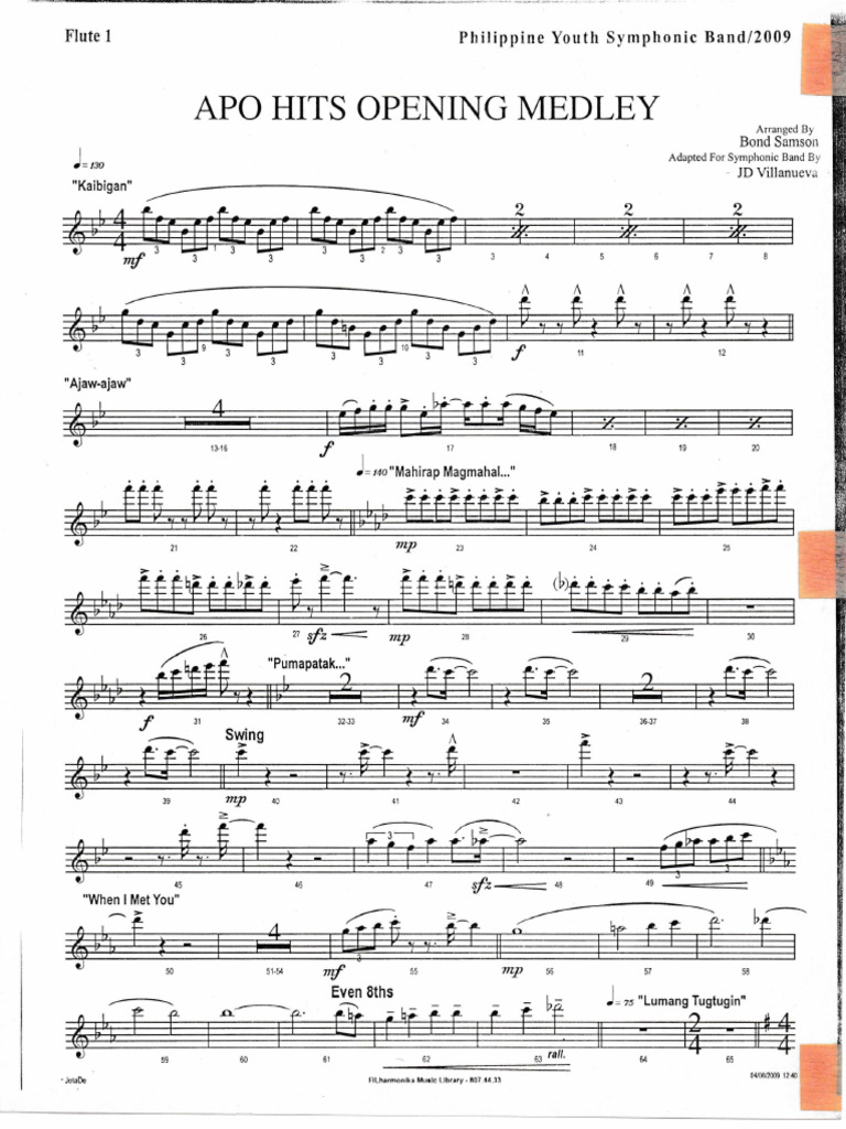 Apo Hits Opening Medley 3 | PDF | Elementary Organology | Classical ...