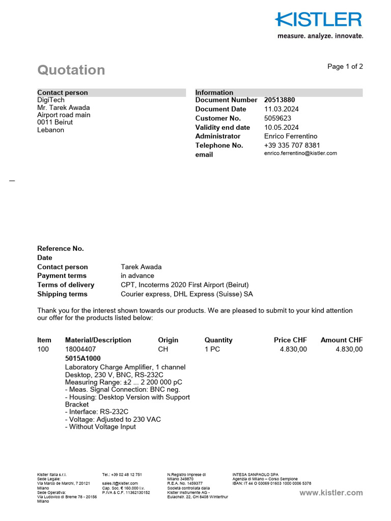 Kistler | PDF | Electronics | Electrical Engineering
