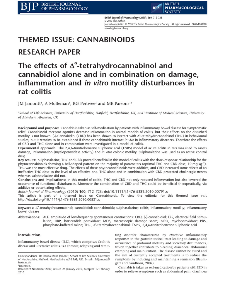 bph0160 0712 | PDF | Tetrahydrocannabinol | Inflammatory Bowel Disease