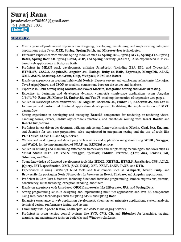 Suraj Resume | PDF | Spring Framework | World Wide Web