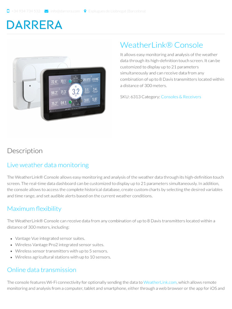 WeatherLink® Console Darrera | PDF | Wi Fi | Internet Of Things