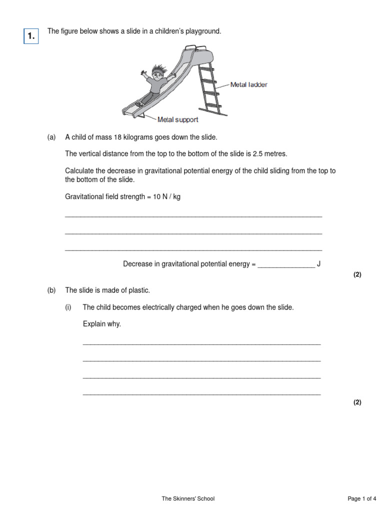 Static Electricity Qs | PDF | Potential Energy | Electric Charge
