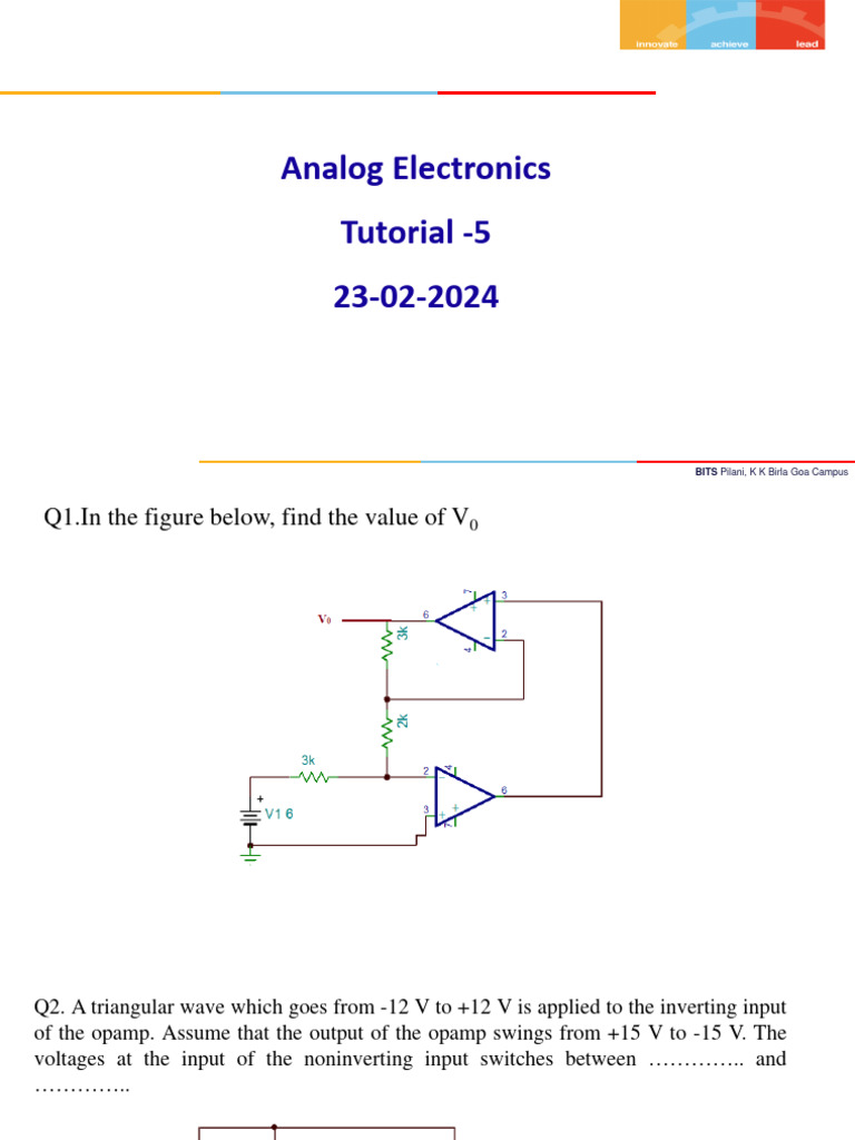 Tutorial 5 | PDF | Operational Amplifier | Electronic Oscillator