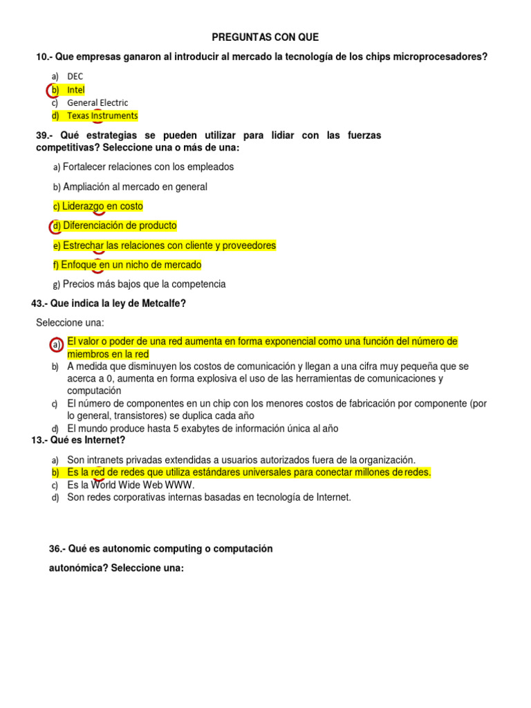 PREGUNTAS CON QUE examen final | PDF | Planificación de recursos empresariales | Computación en ...