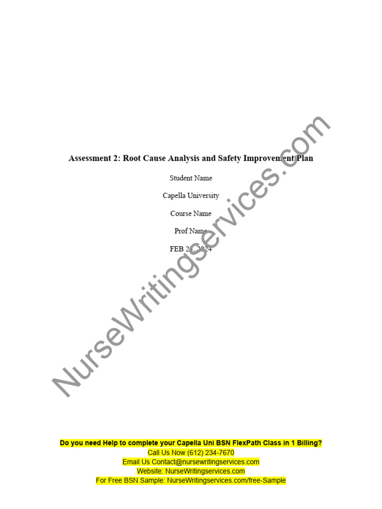 Nurs Fpx 4020 Assessment 2 Root Cause Analysis and Safety Improvement Plan | PDF | Patient ...