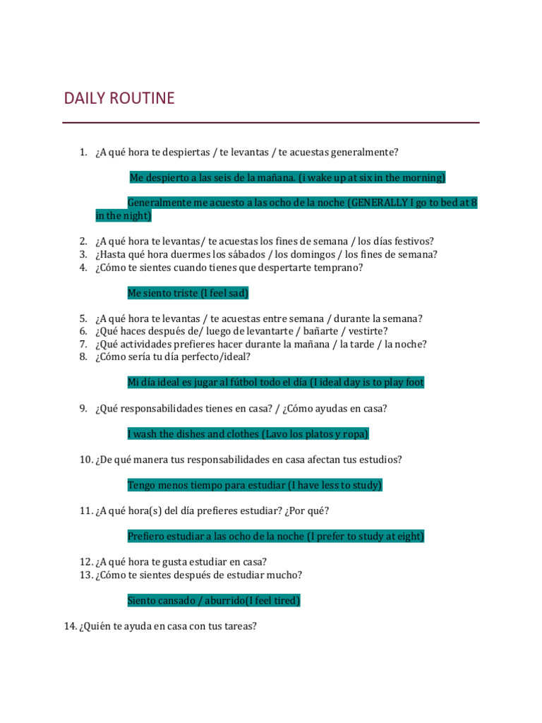 Daily Routine | PDF