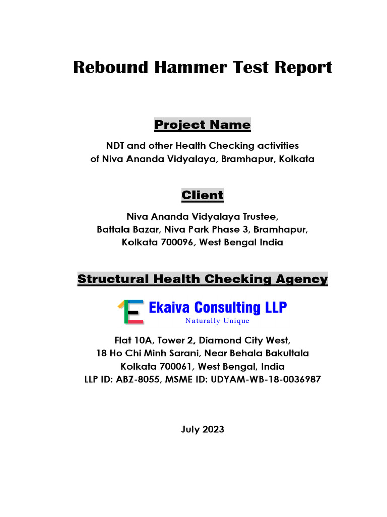 Rebound Hammer Test Report | PDF | Concrete | Hardness