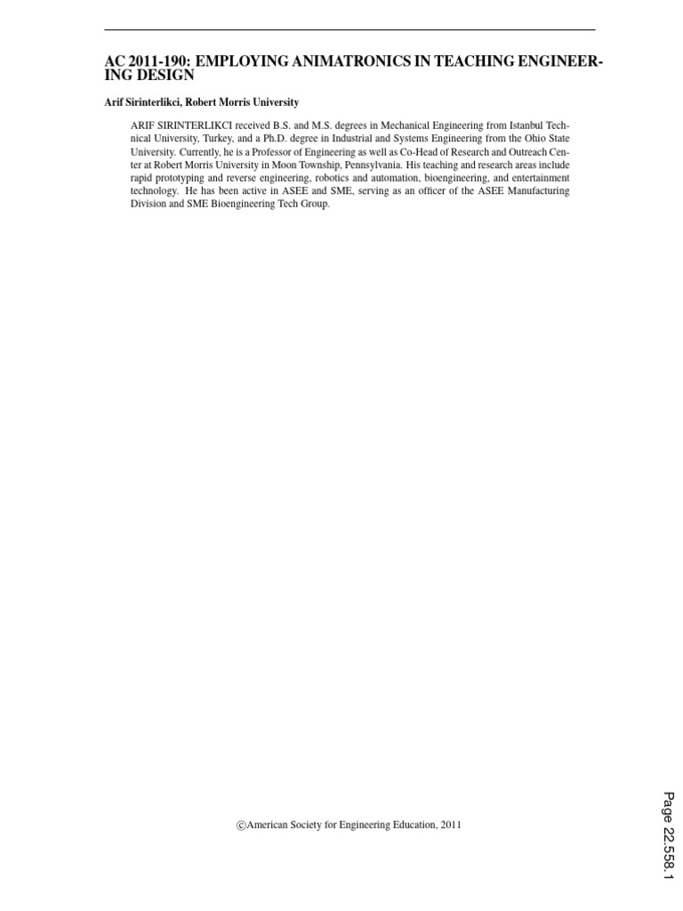 Employing Animatronics in Teaching Engineering Design | PDF | Engineering | Machines