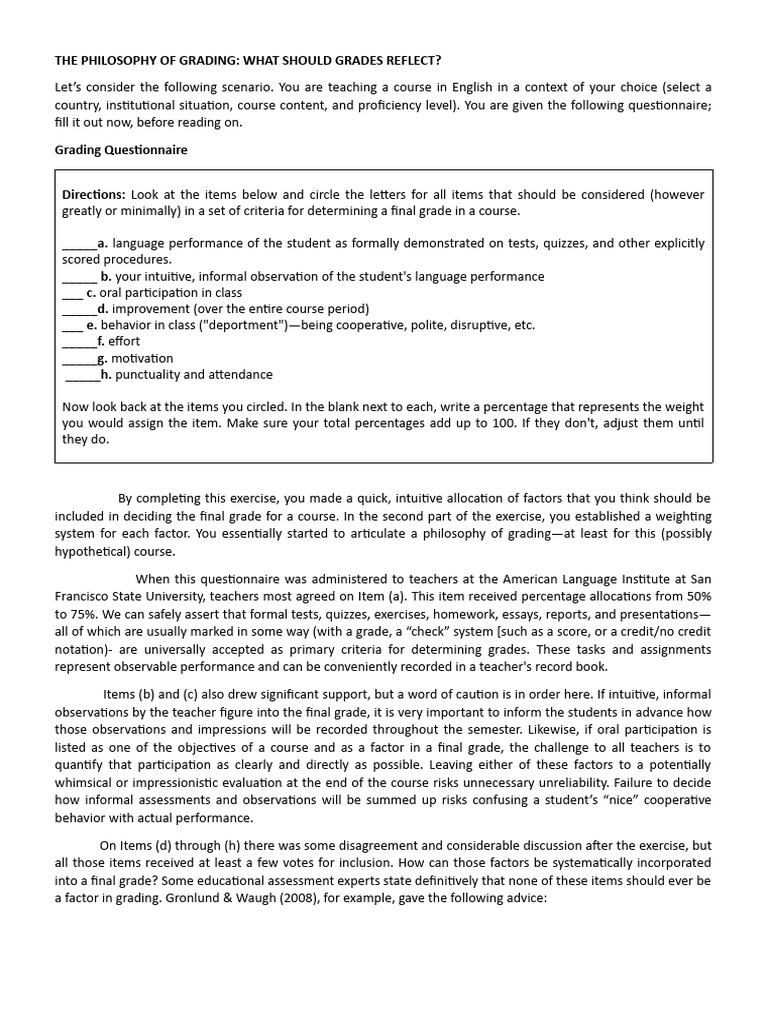 The Philosophy of Grading | PDF | Educational Assessment | Cognition