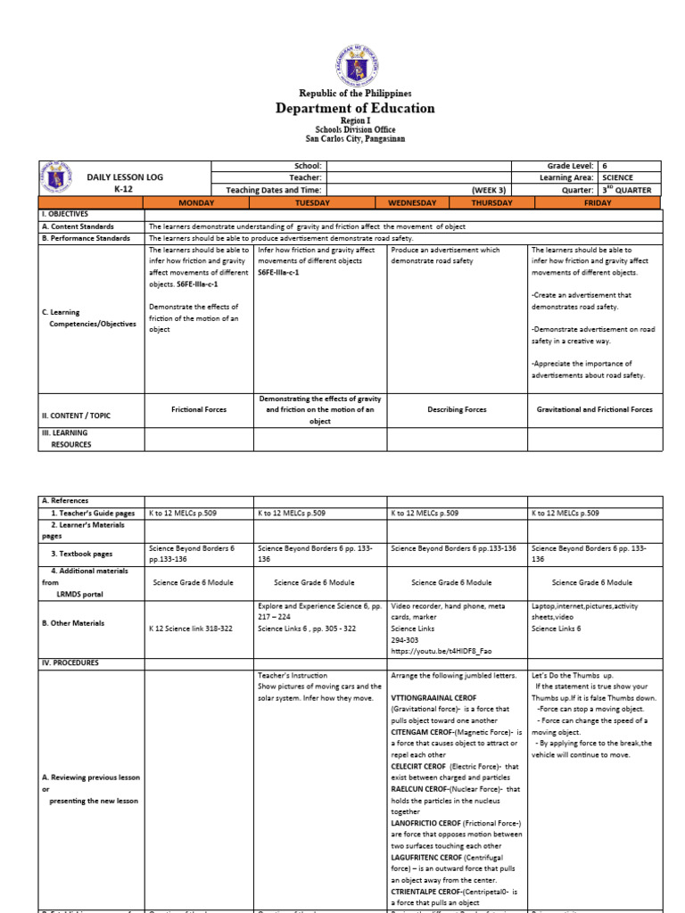 Validated DLL - Science 6 - Week 3 | PDF | Force | Learning