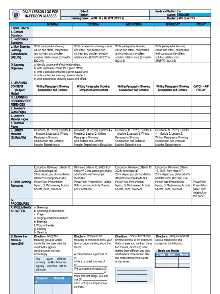 G5 Q4W4 DLL ENGLISH (MELCs) | PDF | Bees | Butterfly