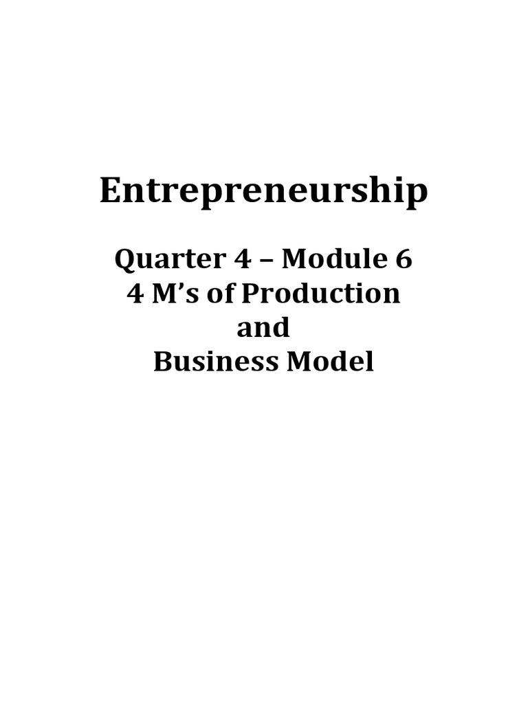 Entrepreneurship Q4 Module6 | PDF | Supply Chain | Business Model