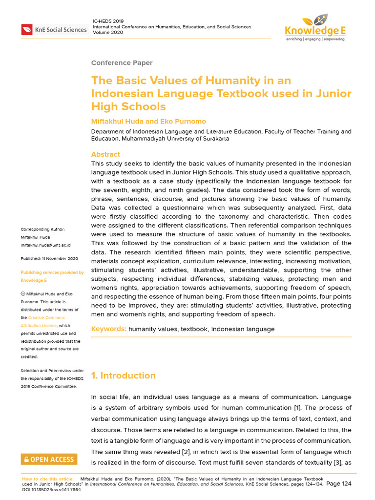 The Basic Values of Humanity in An Indon | Download Free PDF | Data ...