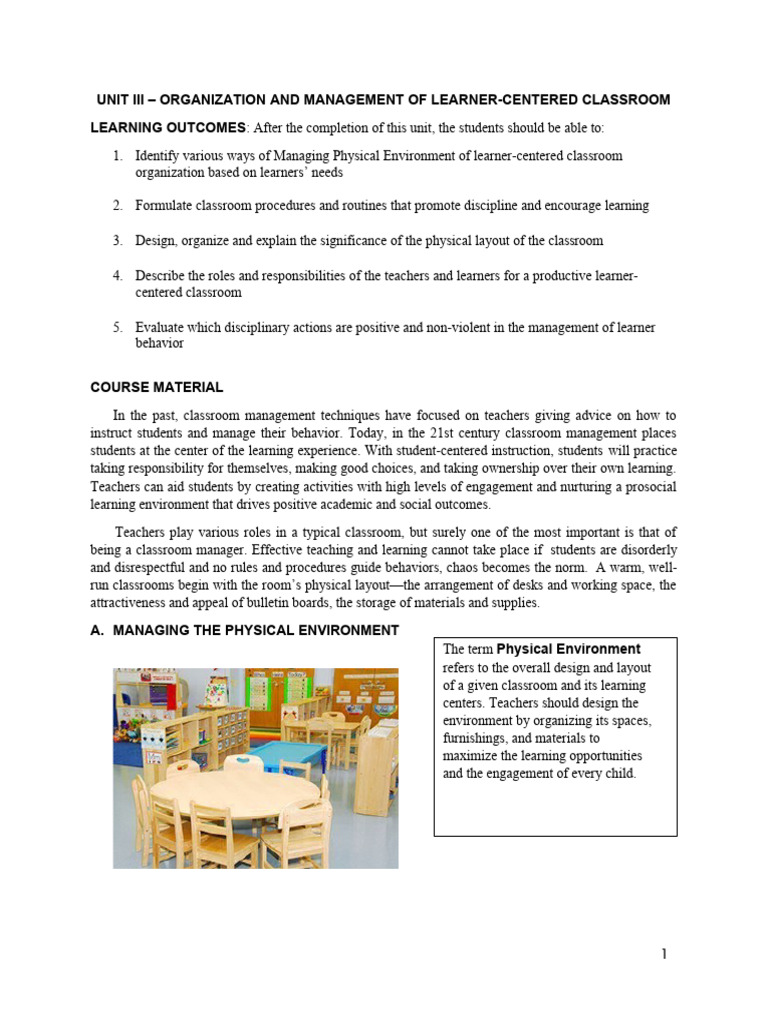 Unit 3 Organization Management of Classroom | PDF | Teachers | Classroom