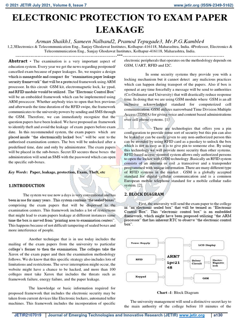 Exam Paper Leakage Detection Pdf Radio Frequency Identification
