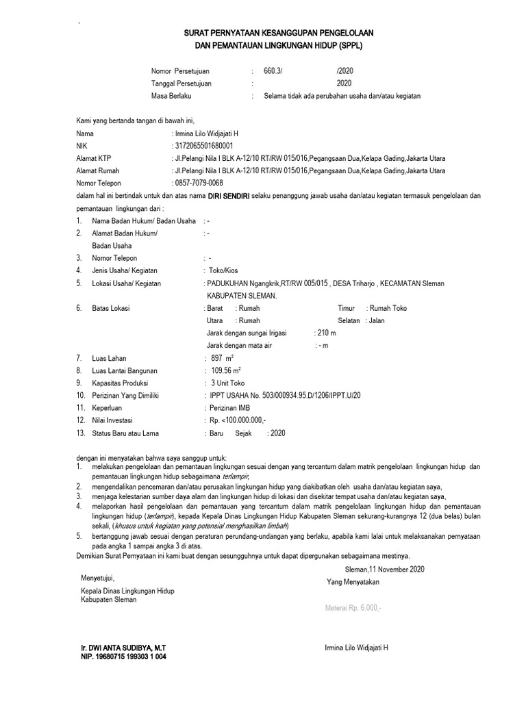 Form SPPL Perseorangan | PDF
