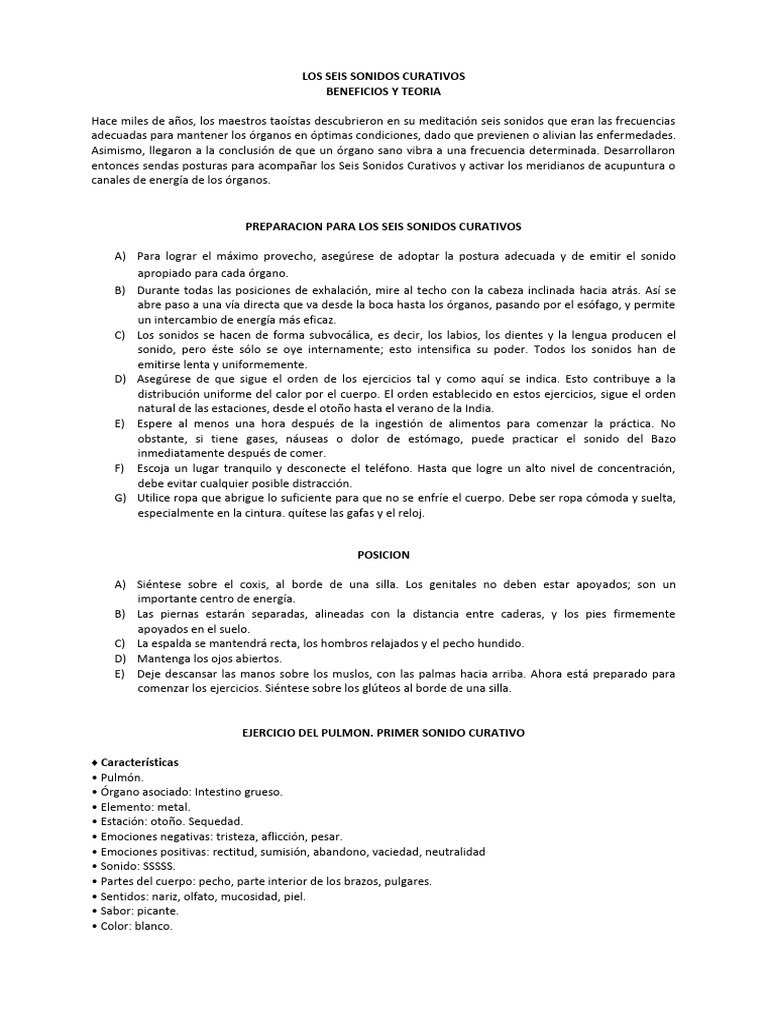 Los Seis Sonidos Curativos Ok | PDF | Corazón | Sonido