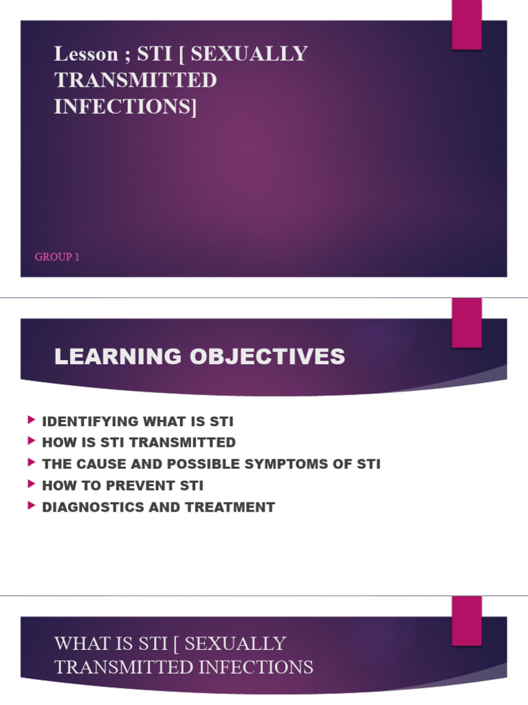 Lesson Sti (Sexually Transmitted Infections) : Group 1 | PDF | Sexually ...