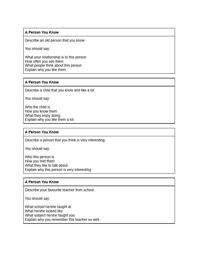 IELTS Speaking Part 2 Cue Cards | PDF