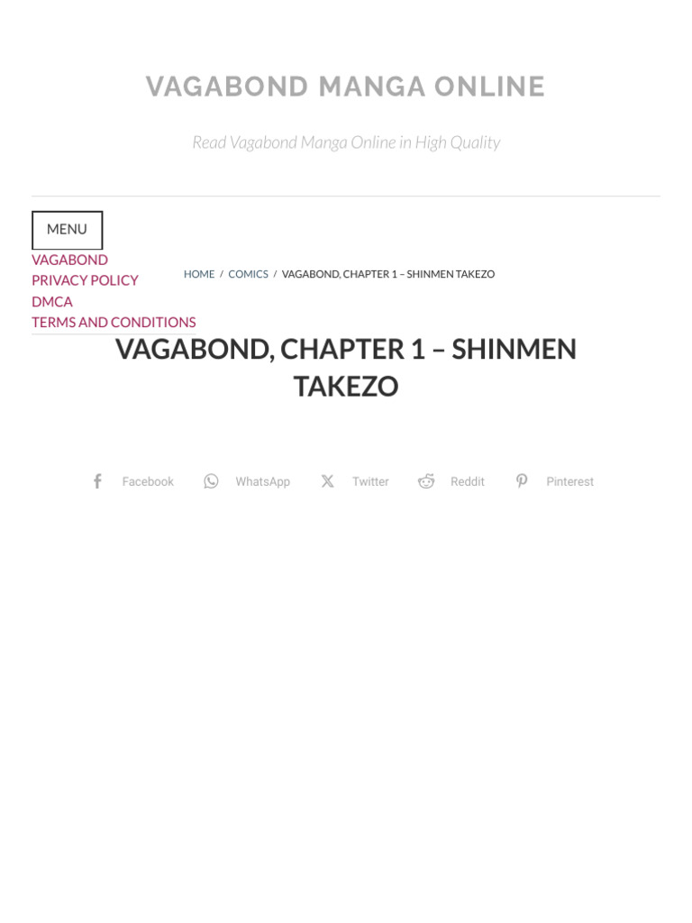 Vagabond Chapter 1: Shinmen Takezo | PDF | Manga | Anime And Manga