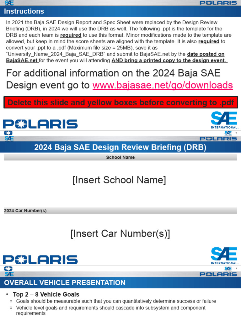 2024 Baja SAE Design Review Briefing Template | PDF | Axle ...
