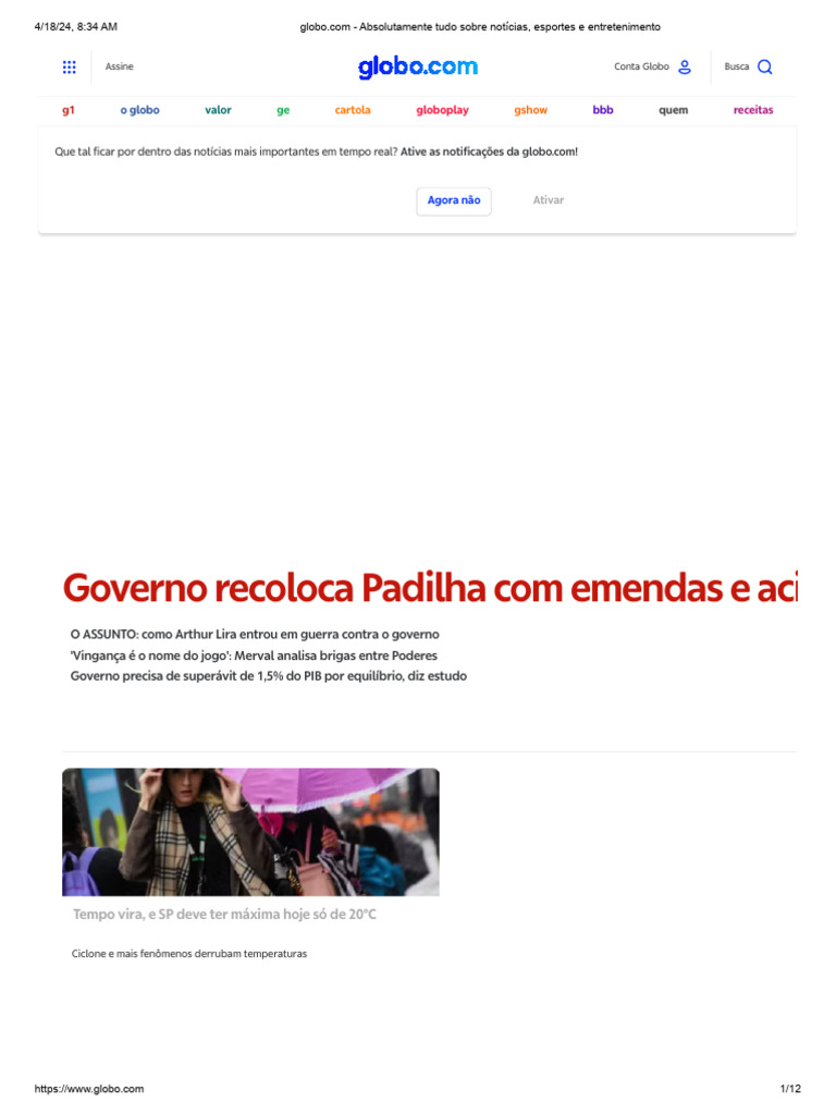 Absolutamente Tudo Sobre Notícias, Esportes e Entretenimento | PDF