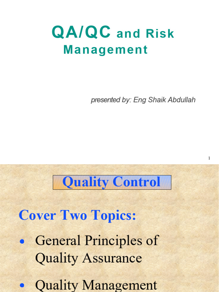 QAQC Risk Management. PDF | PDF | Data Quality | Quality Assurance
