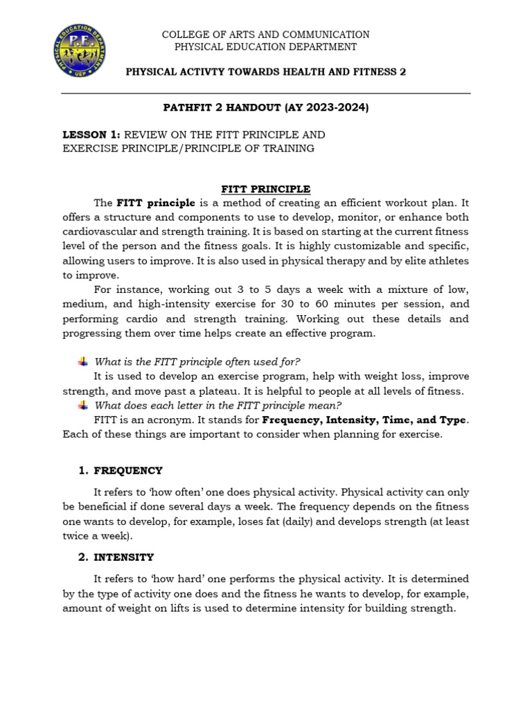 Pathfit 2 Handout | PDF | Physical Fitness | Adipose Tissue