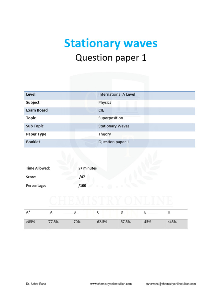 20.1 Stationary Waves-Cie Ial Physics-Qp Theory-Unlocked | PDF | Physics | Waves