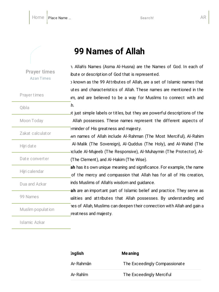99 Names of Allah | PDF | God | Monotheistic Religions