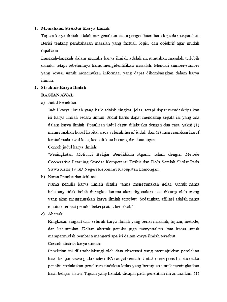 Struktur Karya Ilmiah Kelas 11 | PDF