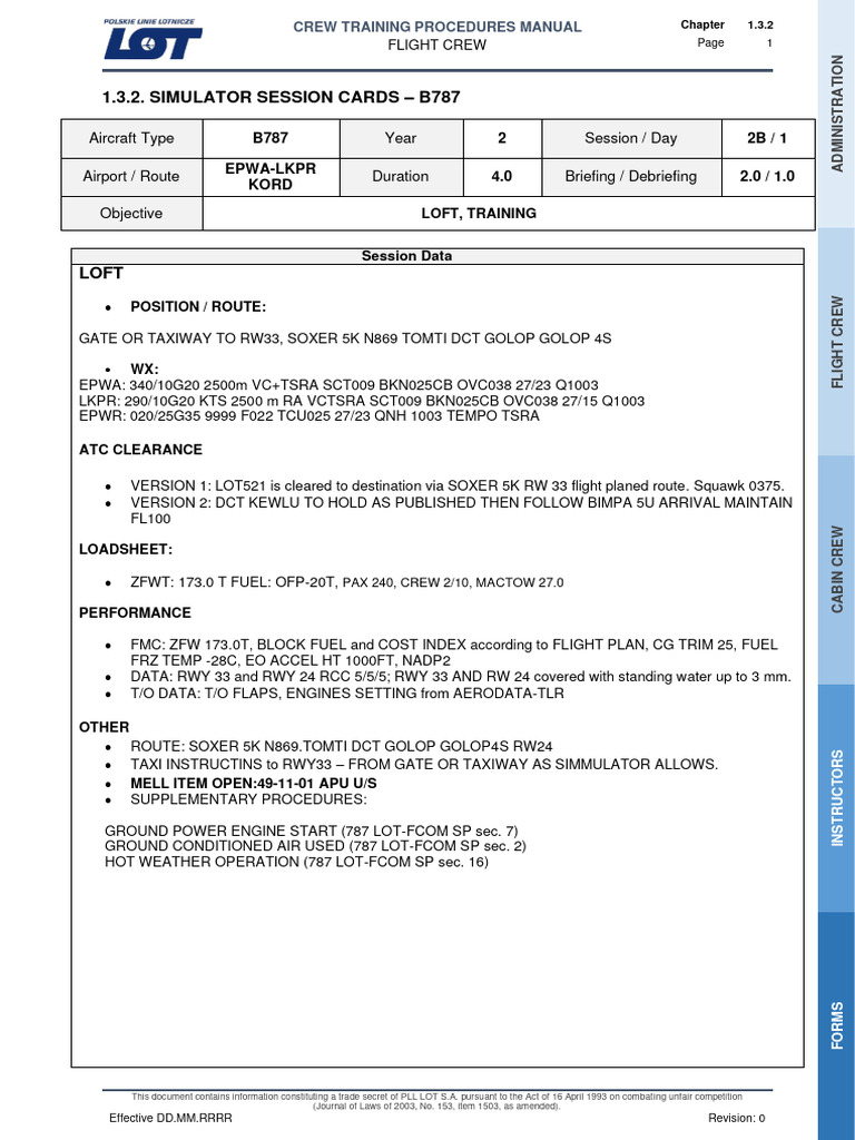 B787 FFS Recurrent Session 2B Cards (Rev. 1) | PDF | Landing Gear | Air ...