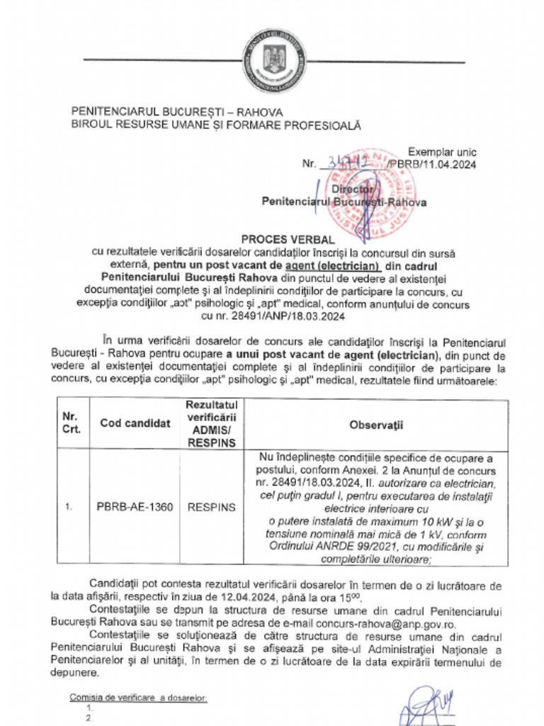 Penit. Bucuresti Rahova Elec | PDF