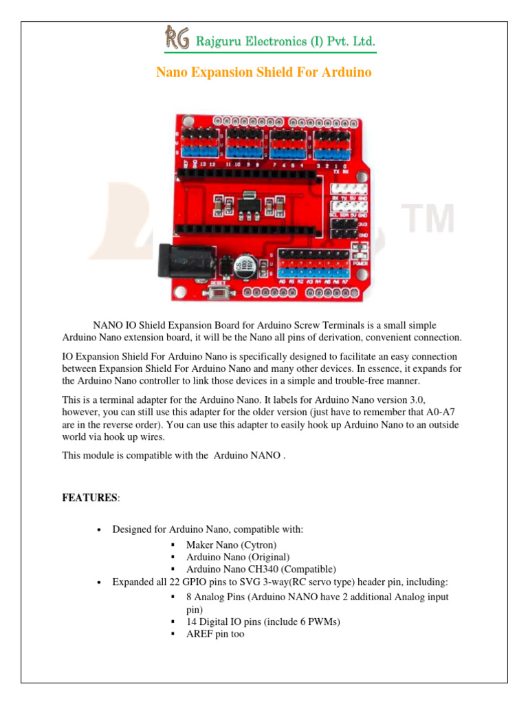 Nano Expansion Board For Arduino Pdf Arduino Power Supply