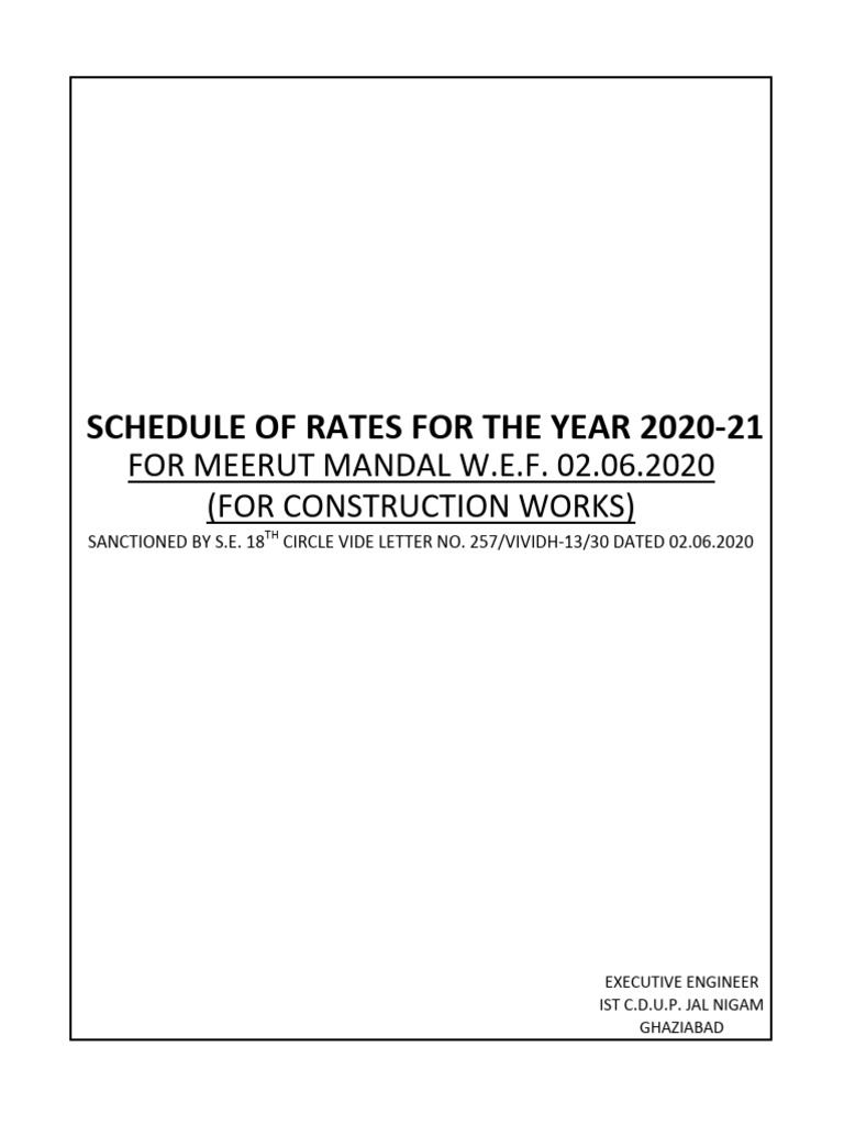 Meerut Mandal SOR 2020-21 Rates | PDF | Mortar (Masonry) | Plaster