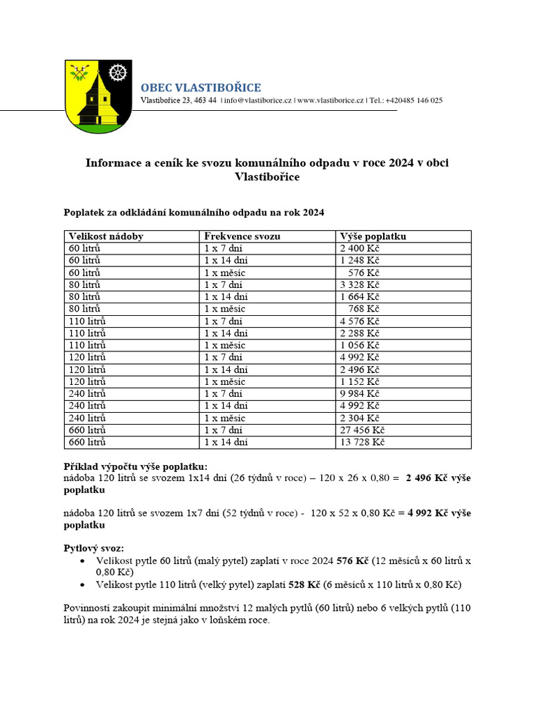 Cena Popelnice 2024 | PDF