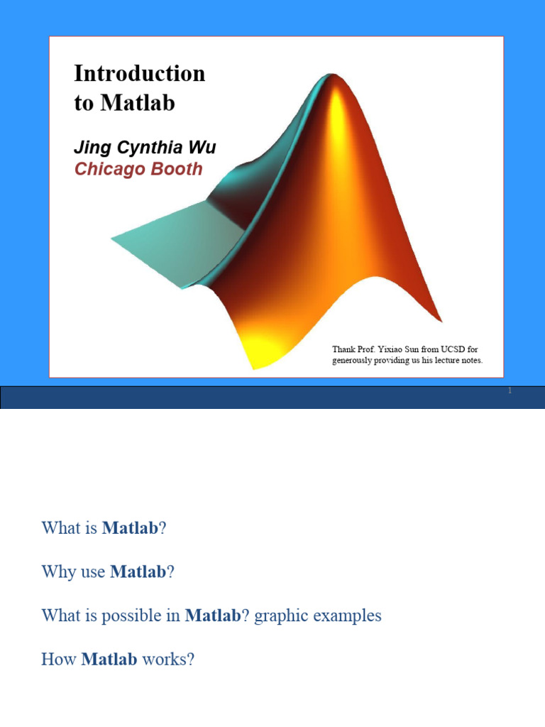 Mfiles41100 Matlab Intro | PDF | Matrix (Mathematics) | Matlab