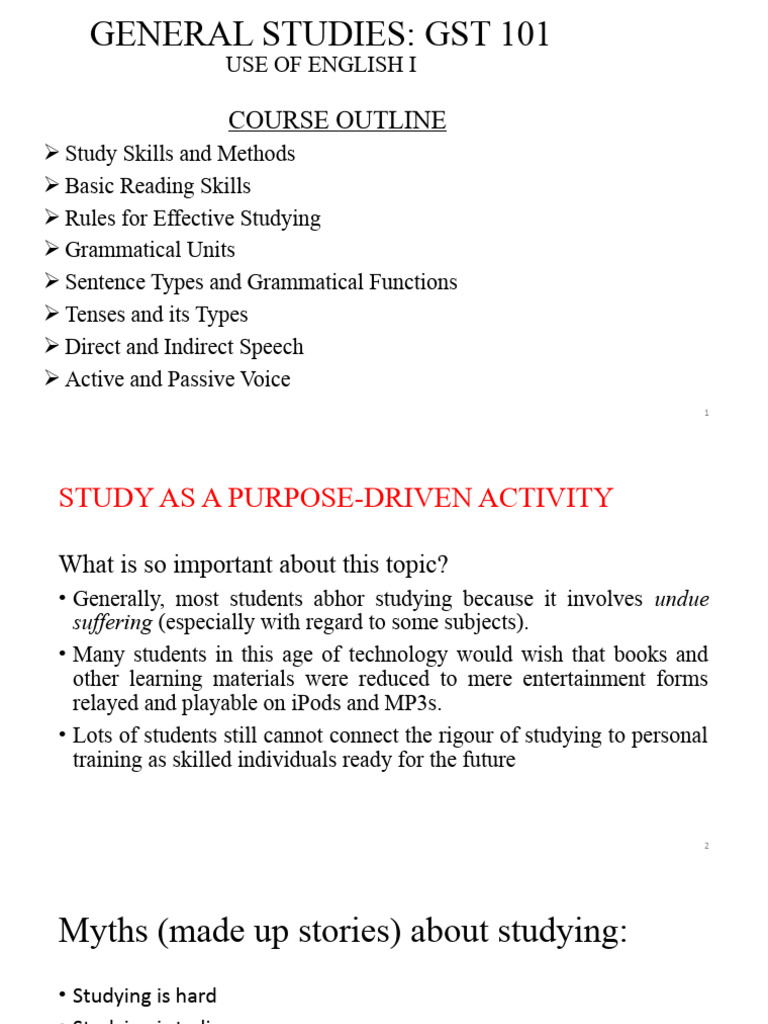 GST 101 Slides | PDF | Speed Reading | Study Skills